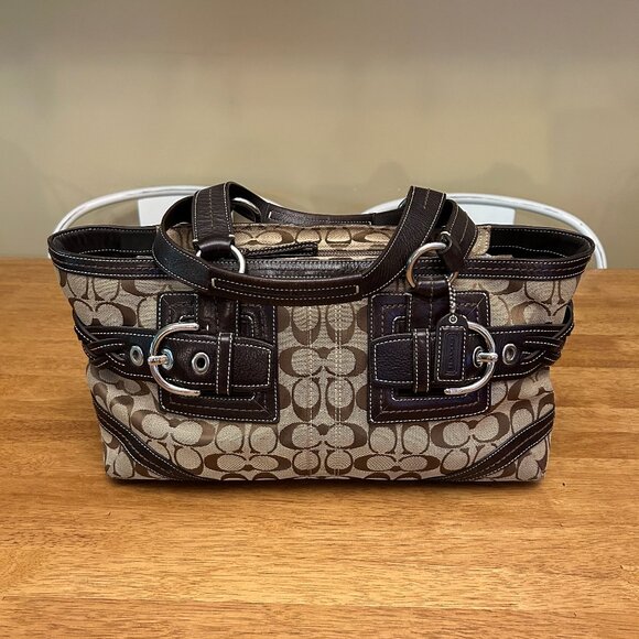 Coach | Bags | Coach H69405089 Brown Soho Signature Jacquard Leather ...